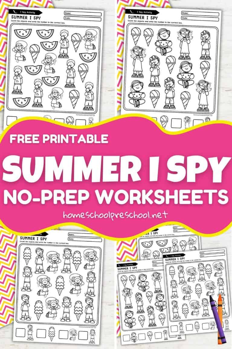Free I Spy Summer Worksheets for Preschool Kids