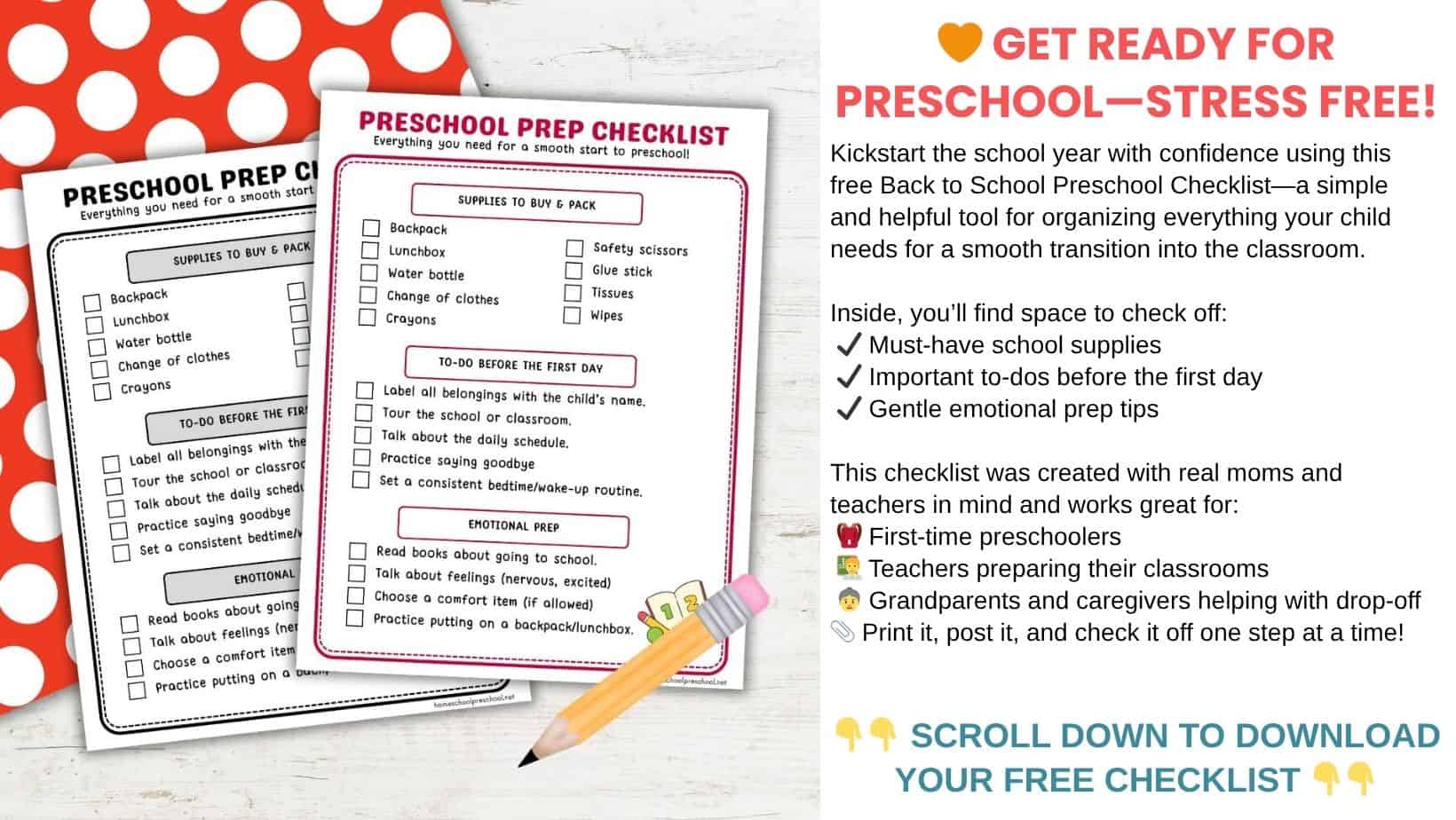 Back to School Preschool Checklist for Parents