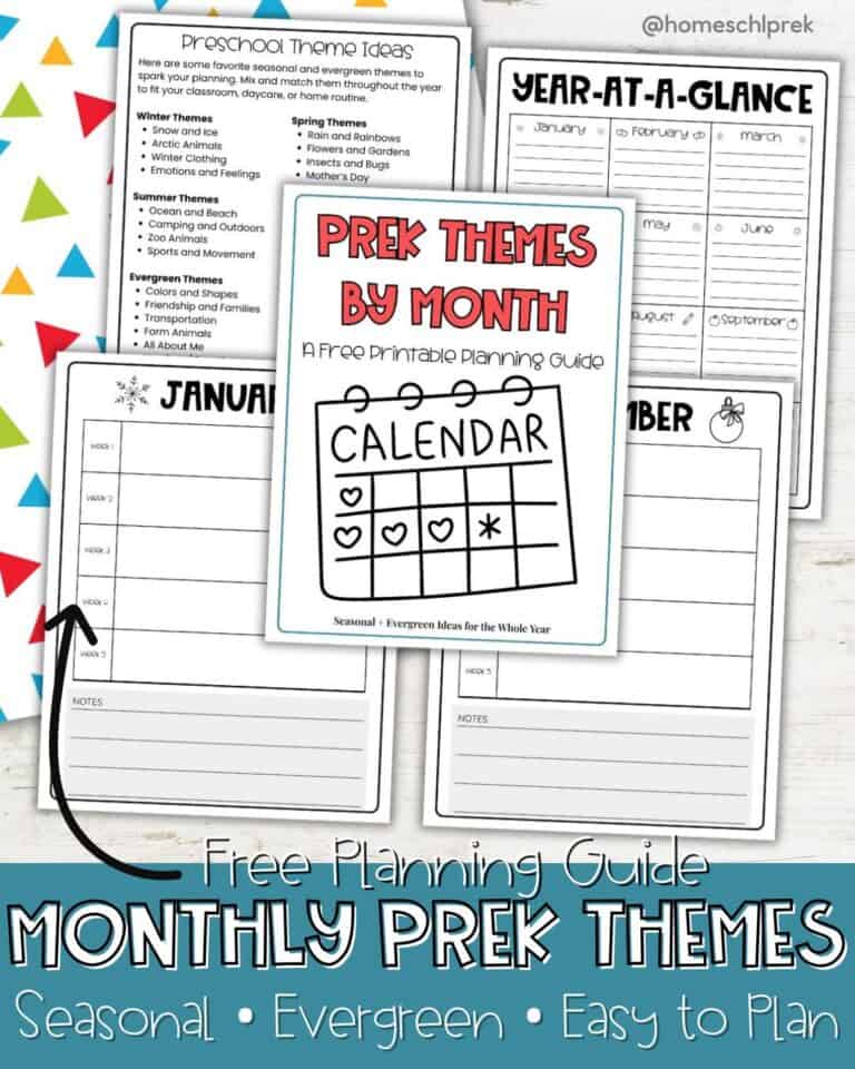 Monthly Preschool Themes + Free Printable Planner