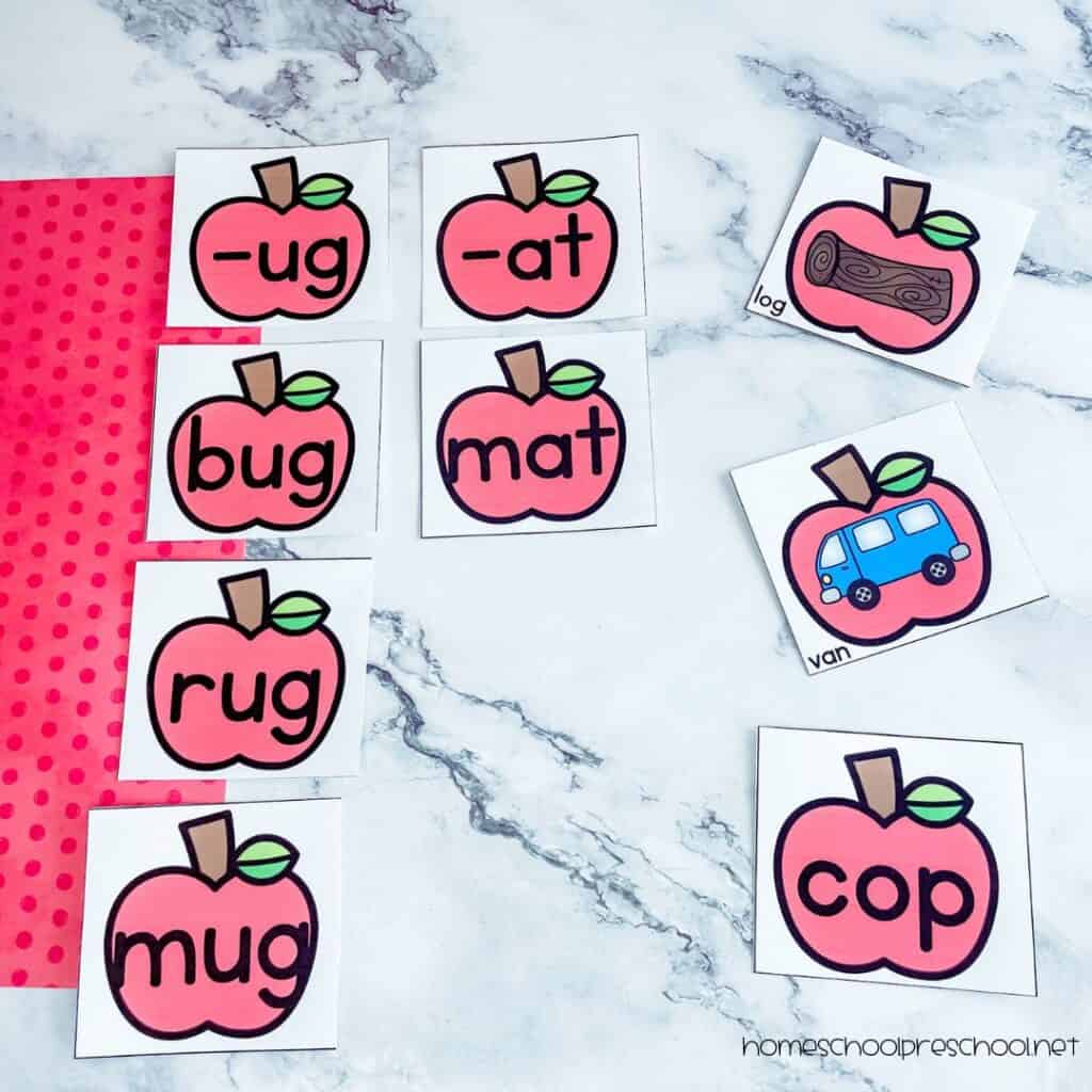 Rhyming Apples Pocket Chart Game for Preschool