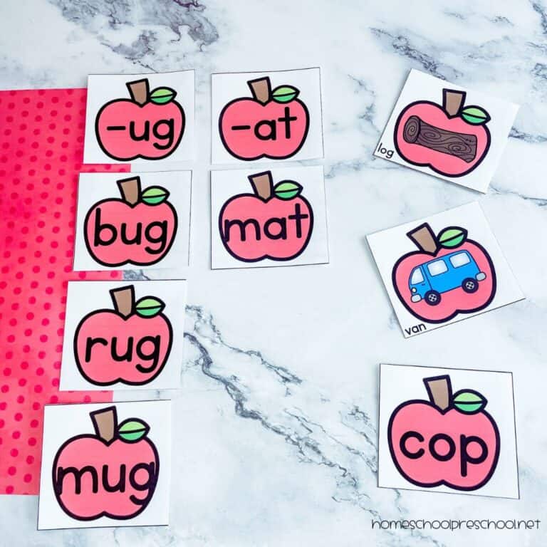 Rhyming Apples Pocket Chart Game for Preschool