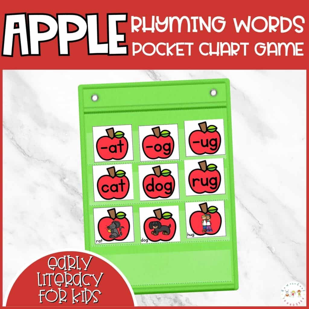 Rhyming Apples Pocket Chart Game for Preschool