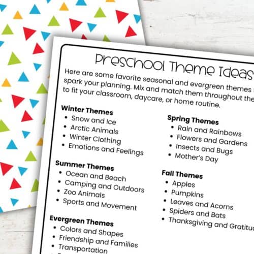 Monthly Preschool Themes + Free Printable Planner