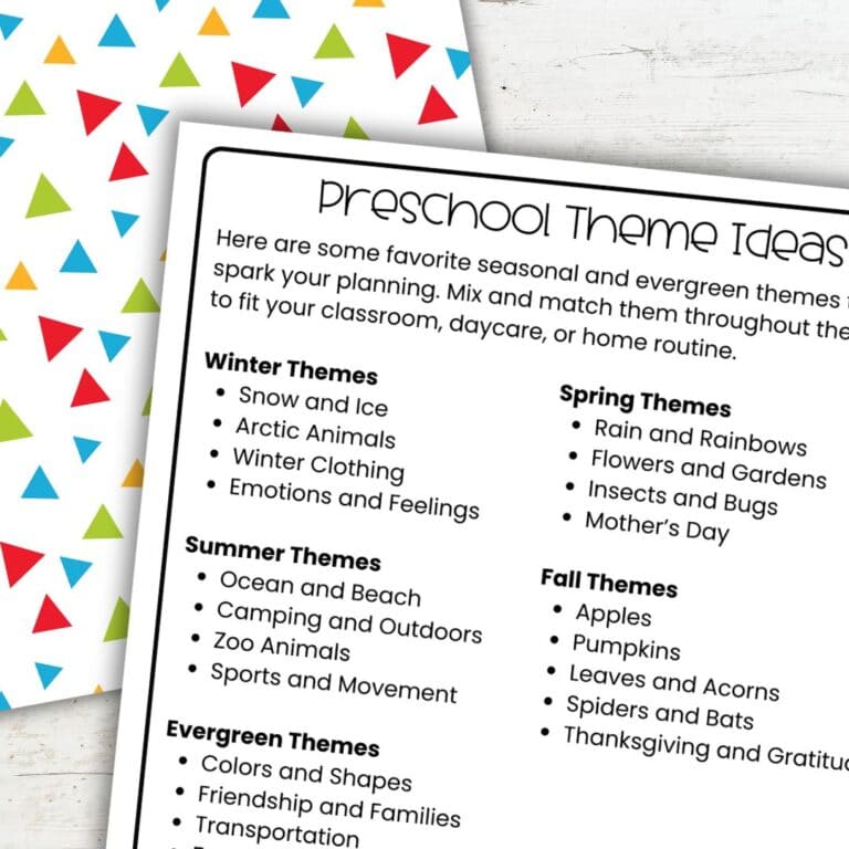 Monthly Preschool Themes + Free Printable Planner