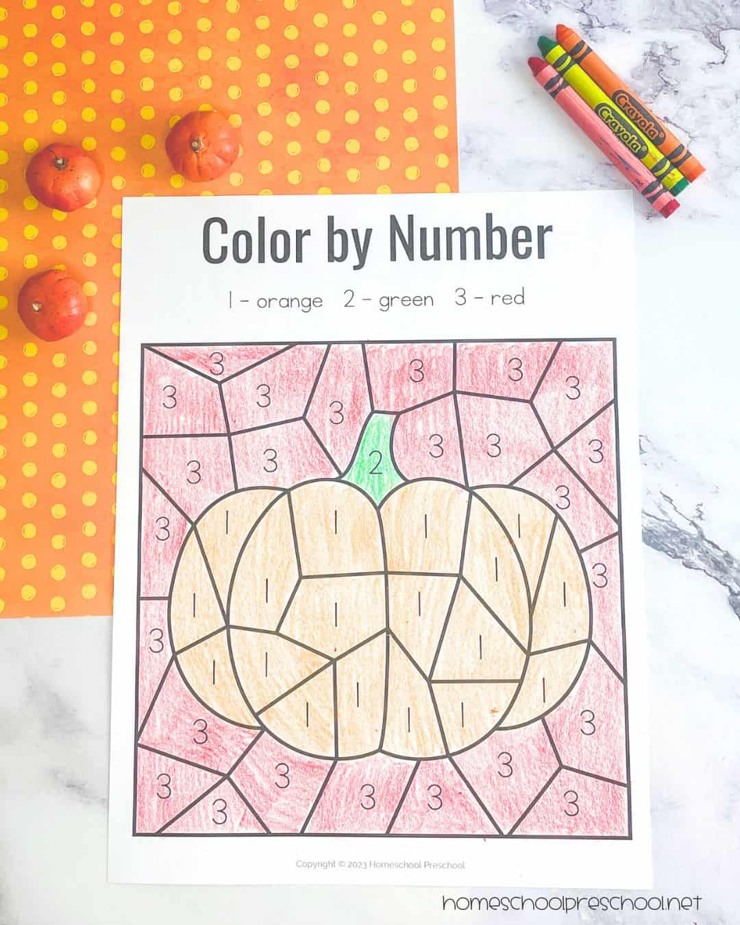 Pumpkin Color by Number Printable (Easy & Free Fall Activity)