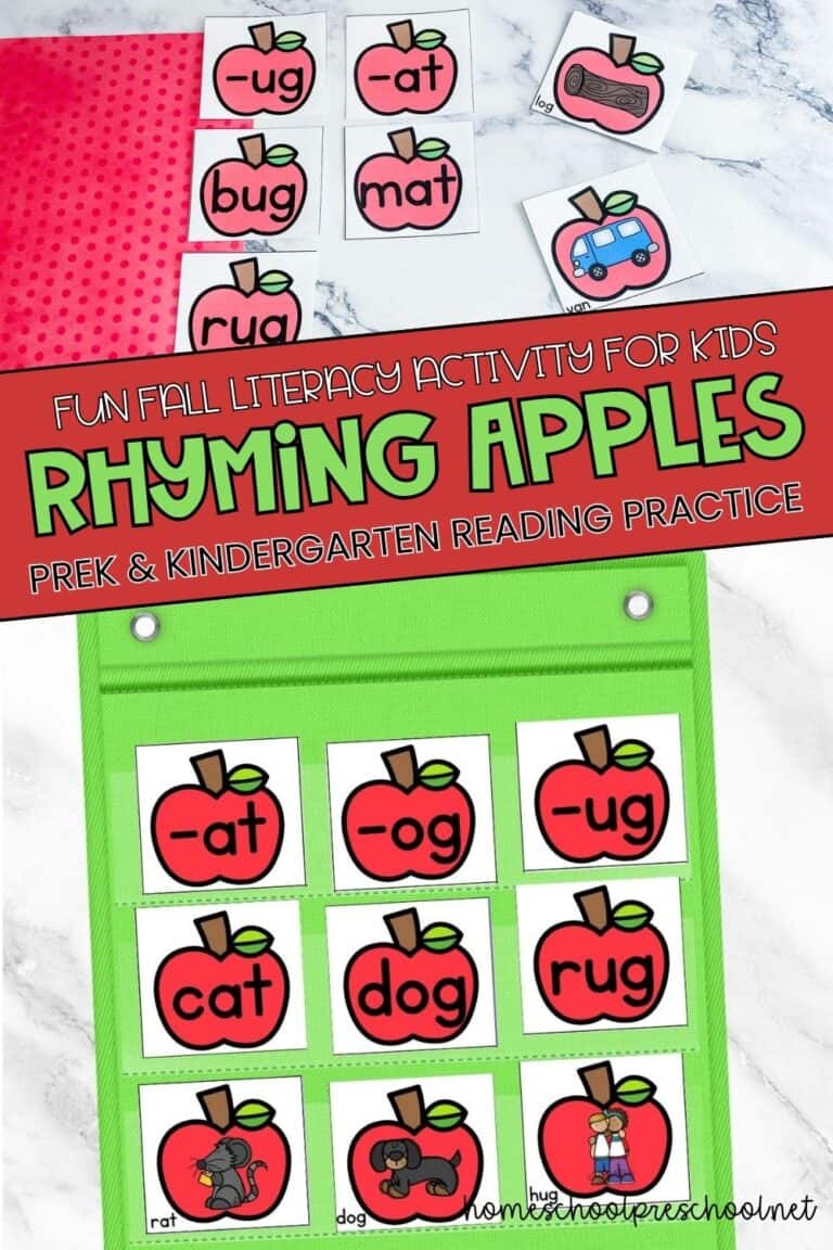 Rhyming Apples Pocket Chart Game for Preschool
