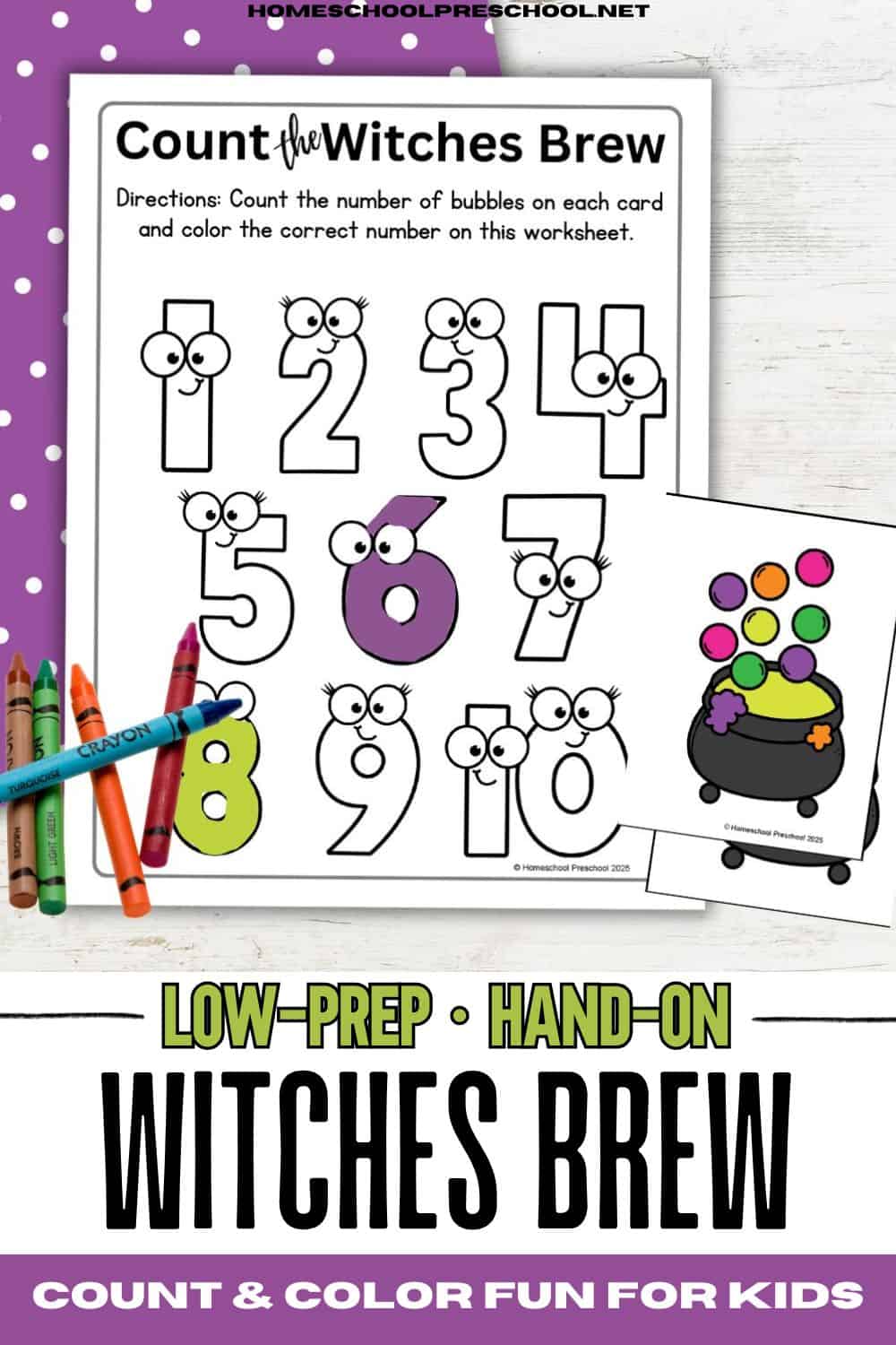 Free Witches Brew Counting Activity for Preschoolers