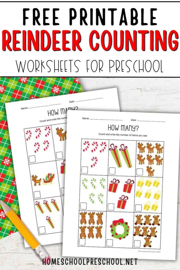Reindeer Counting Worksheet for Preschoolers | Holiday Math Fun