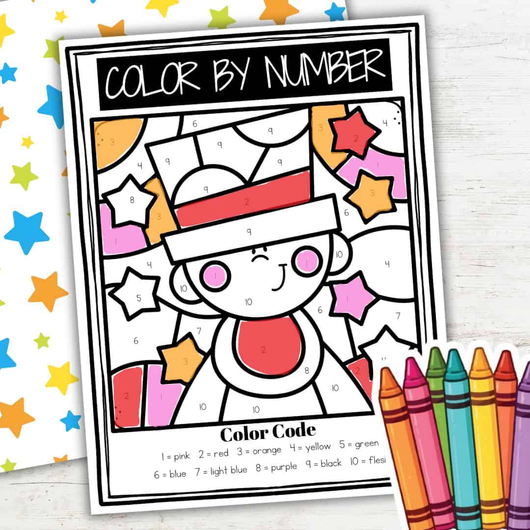 Free New Year Color by Number Printables for Preschool