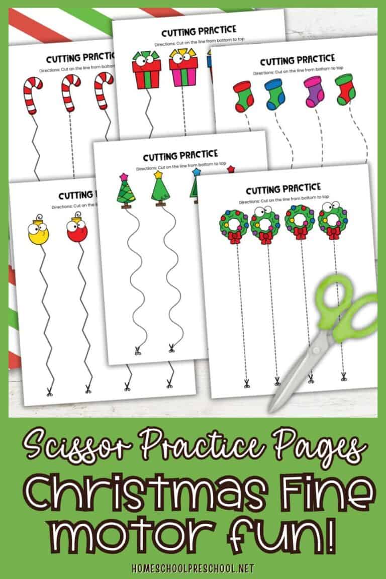 Christmas Preschool Cutting Pages for Fun Fine-Motor Practice