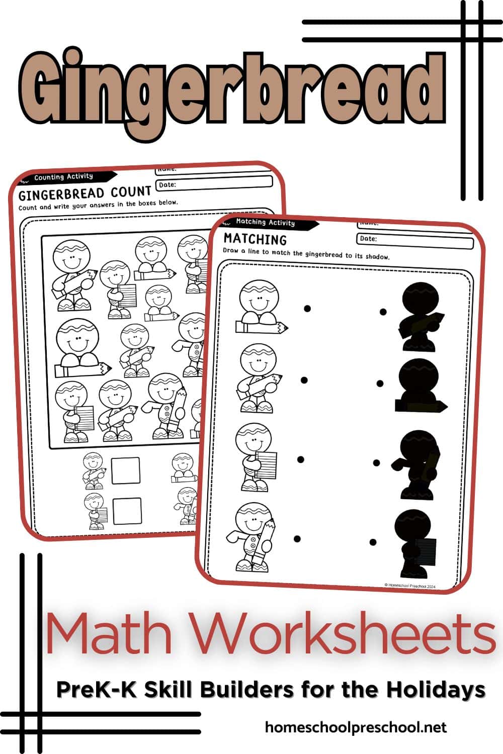 Gingerbread Worksheets for Preschool: Printable Holiday Activities