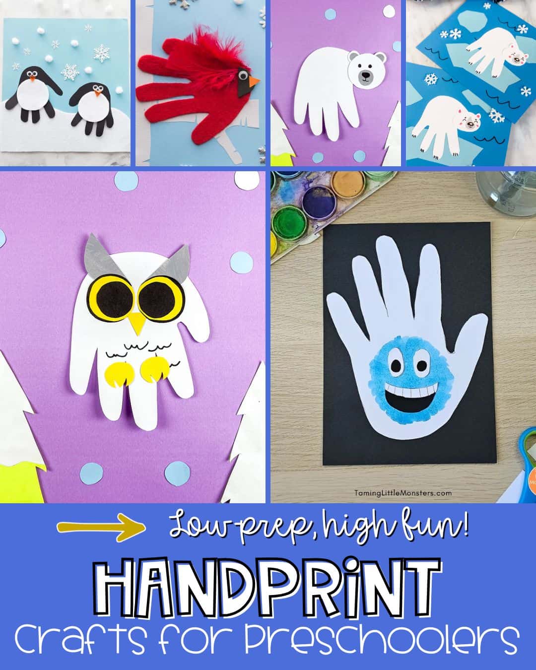 Winter Handprint Crafts for Preschoolers (Easy & Low-Prep)
