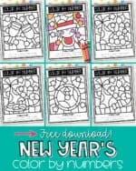 Free New Year Color by Number Printables for Preschool