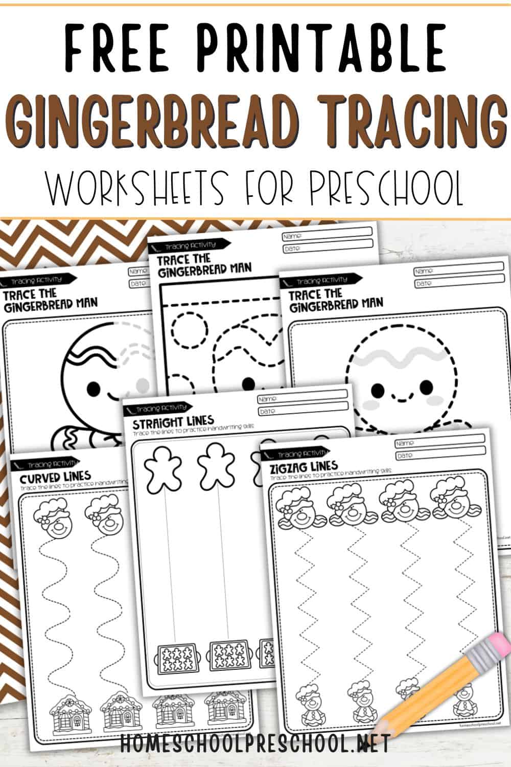 Gingerbread Tracing Pages for Preschool: Free Fine Motor Practice