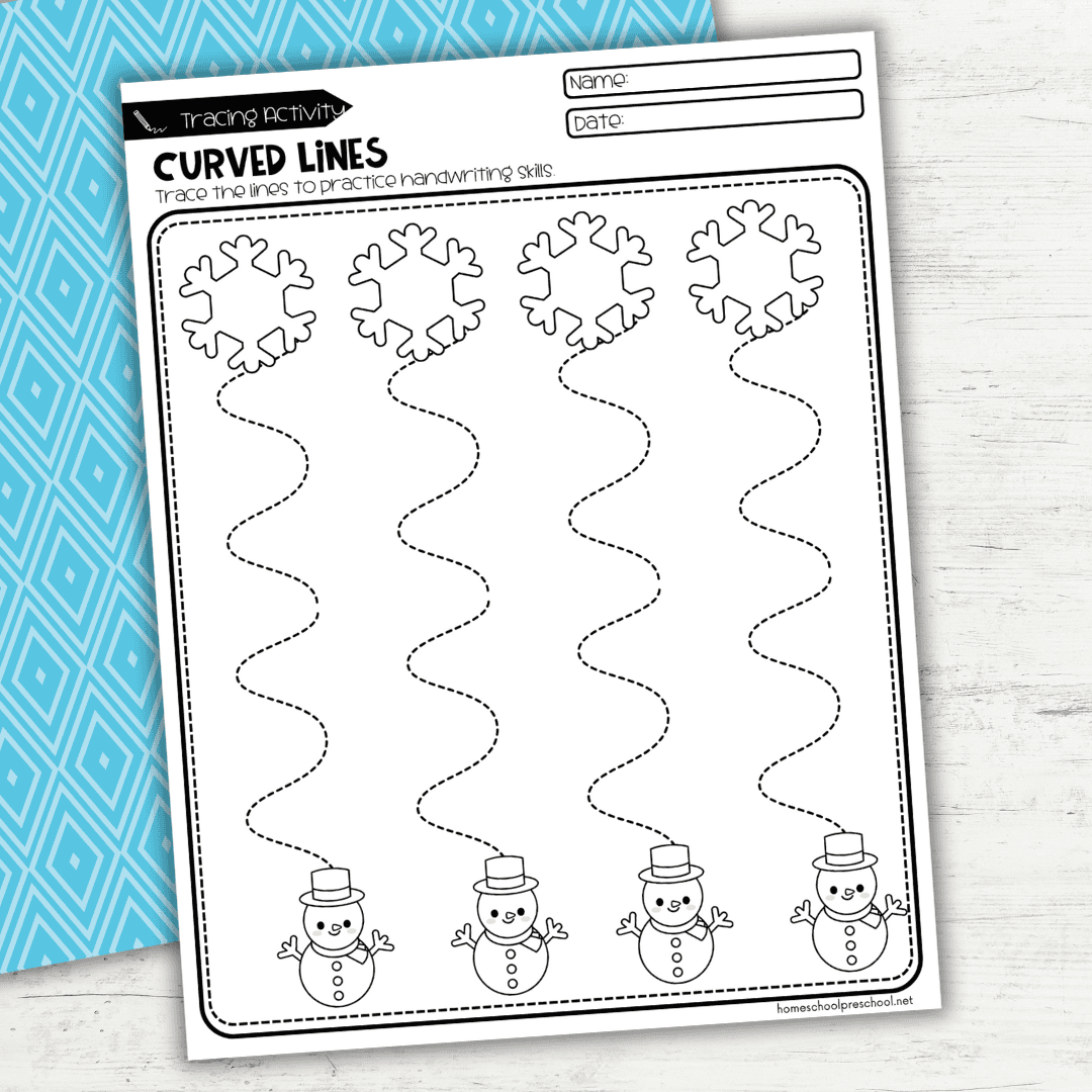 Snowman Tracing Pages for Preschool Winter Learning