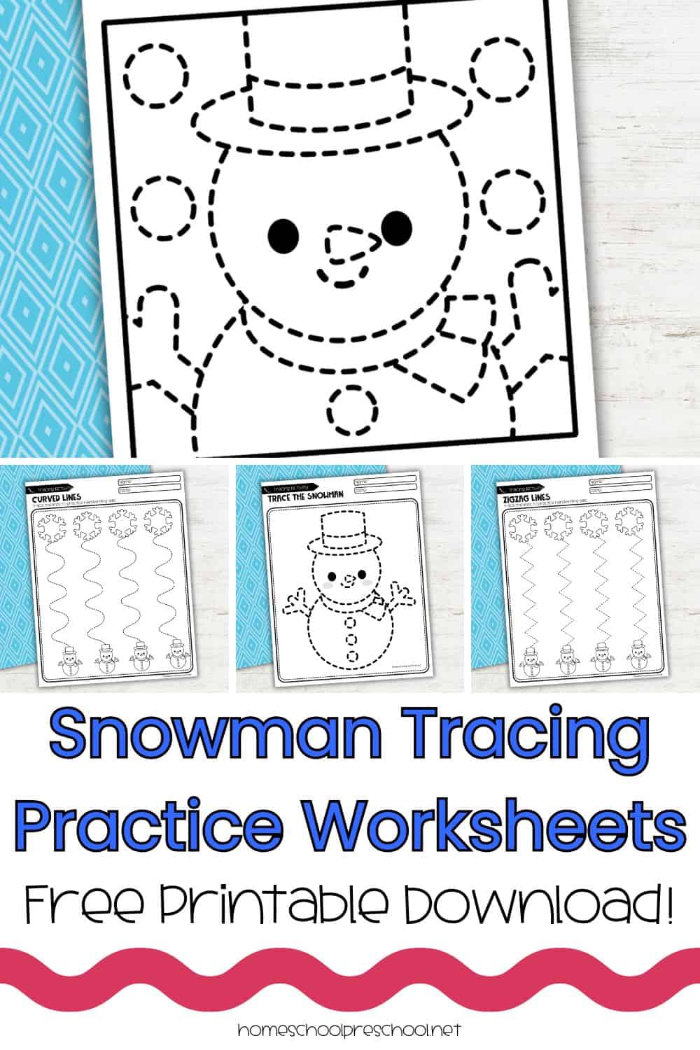 Snowman Tracing Pages for Preschool Winter Learning