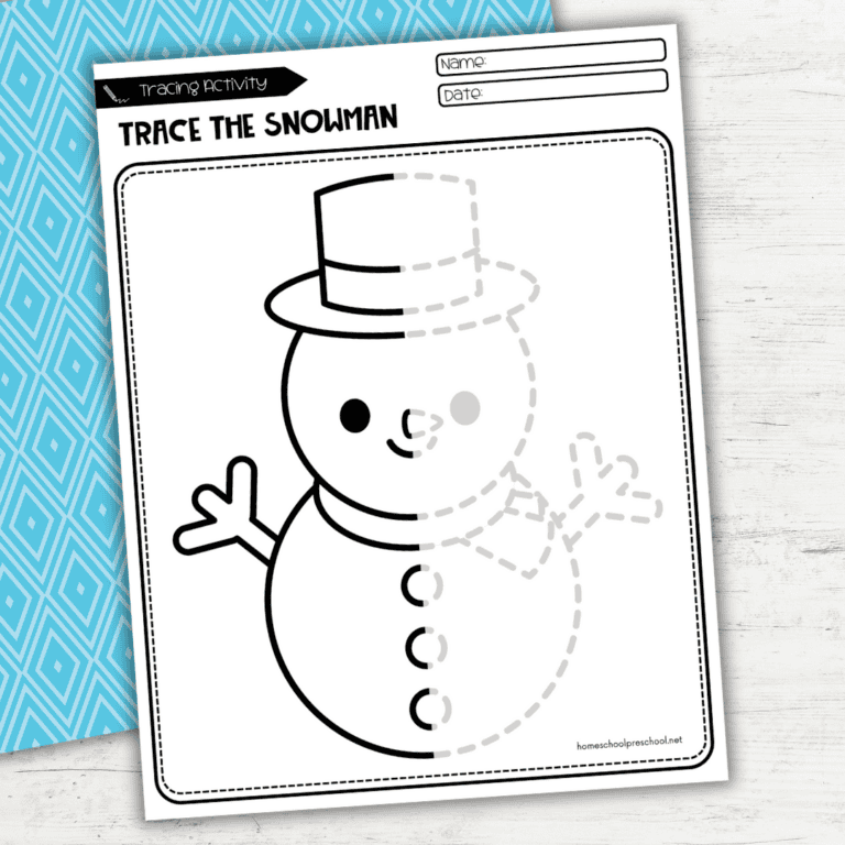 Snowman Tracing Pages for Preschool Winter Learning