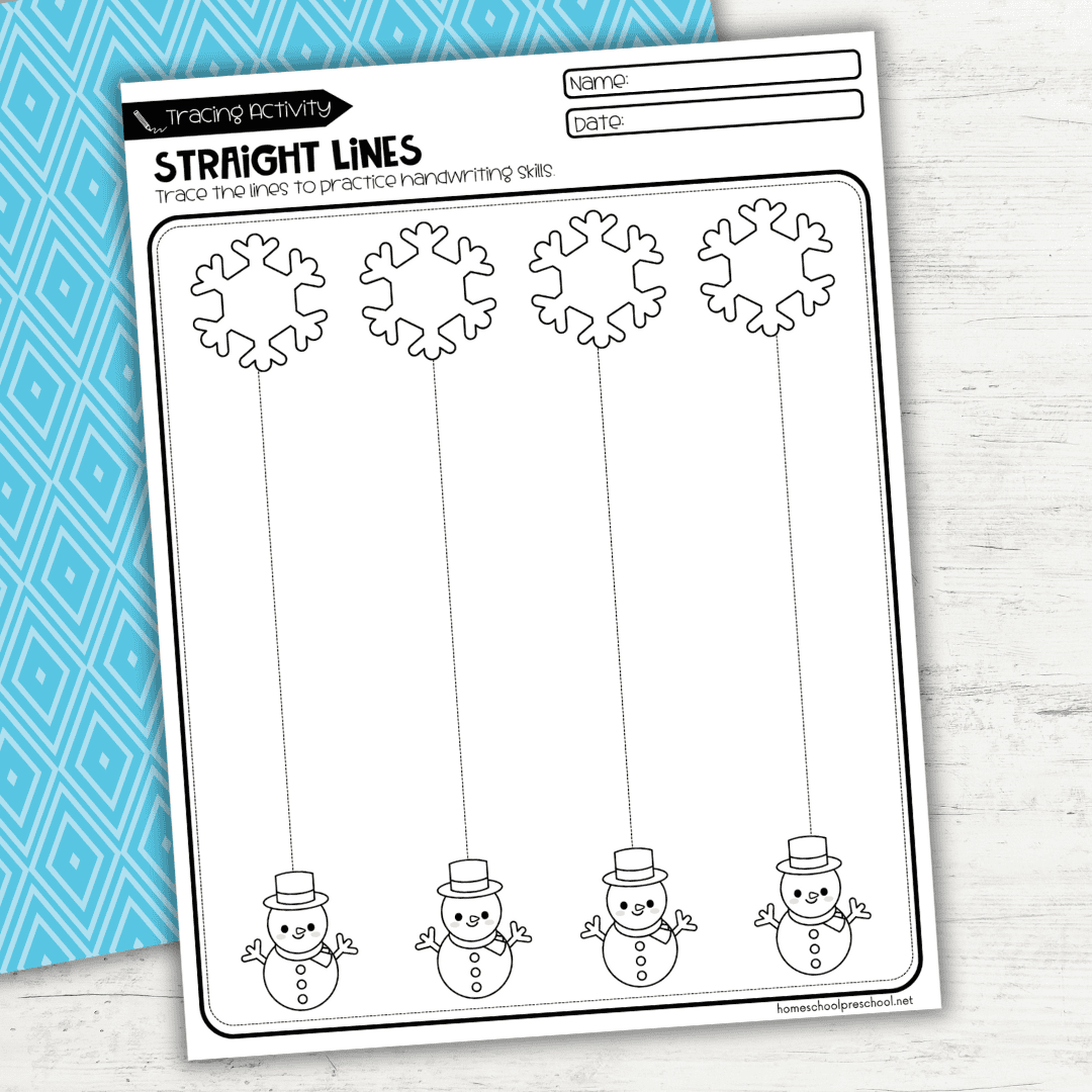 Snowman Tracing Pages for Preschool Winter Learning