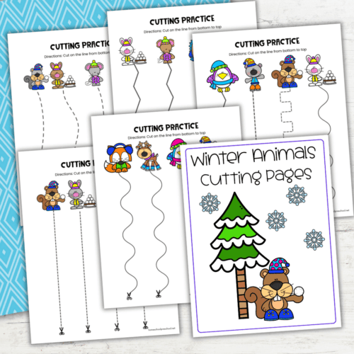 Winter Animals Cutting Practice for Preschool Fine Motor Skills
