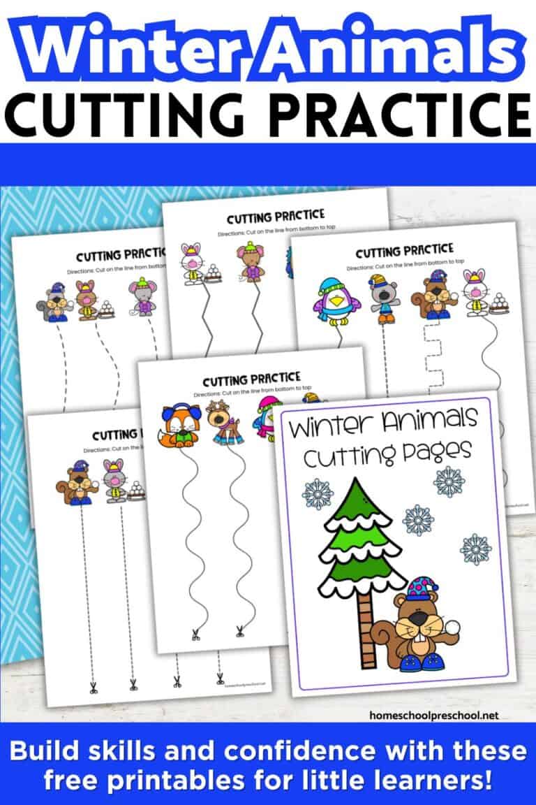 Winter Animals Cutting Practice for Preschool Fine Motor Skills