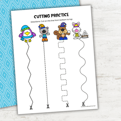Winter Animals Cutting Practice for Preschool Fine Motor Skills