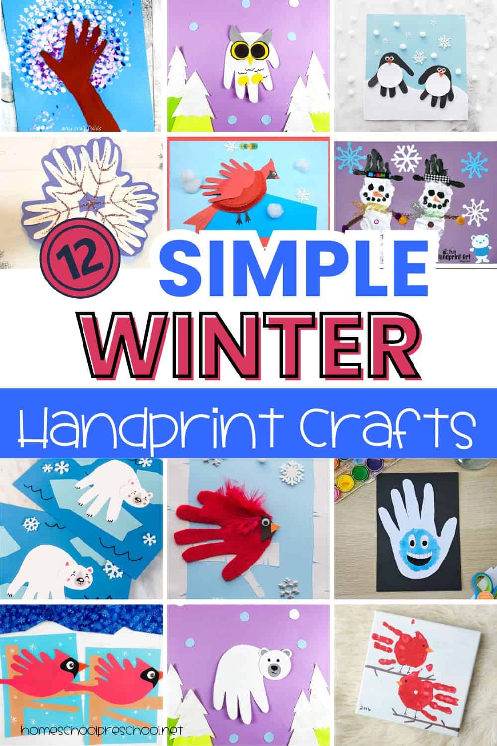 Winter Handprint Crafts for Preschoolers (Easy & Low-Prep)