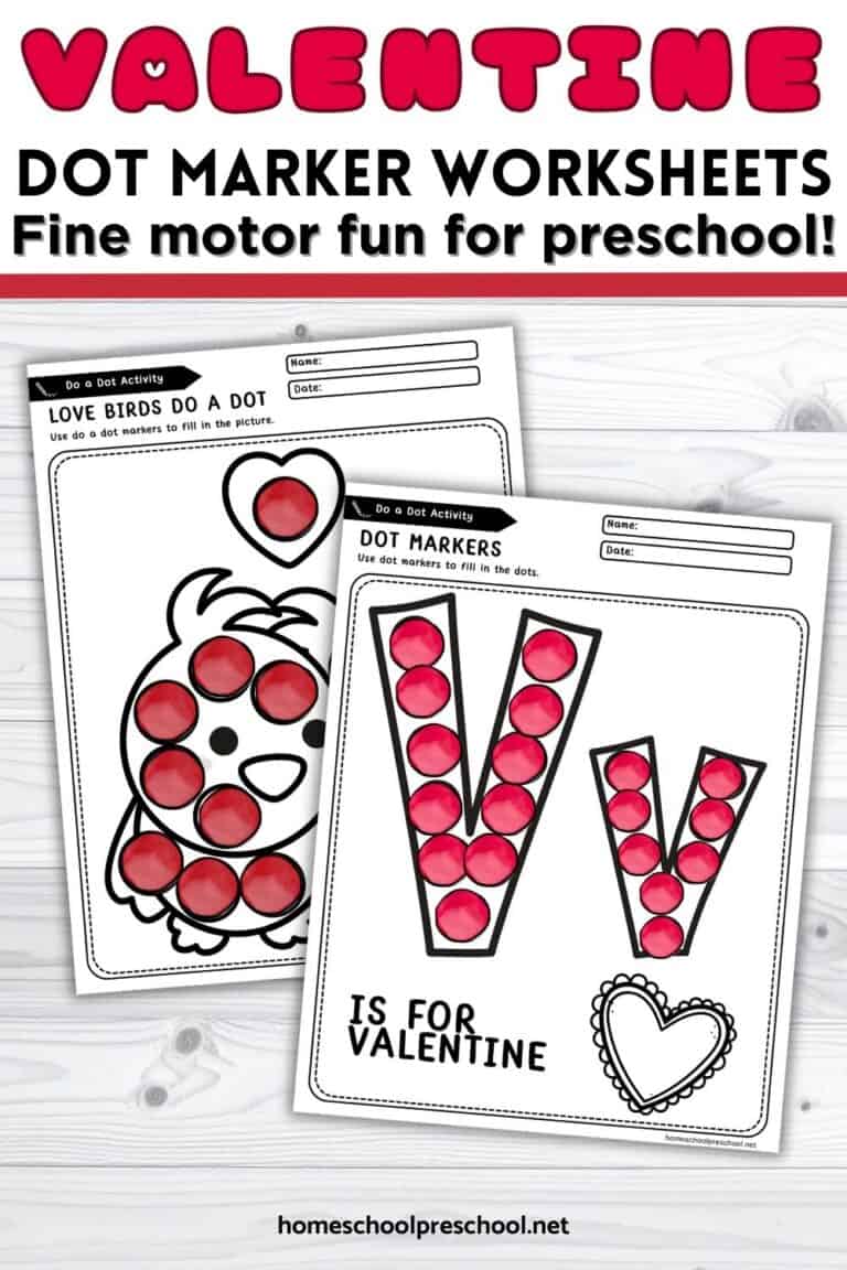 Valentine Dot Marker Printables for Easy Preschool Learning