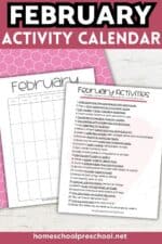 Preschool February Activities Calendar for Busy Parents