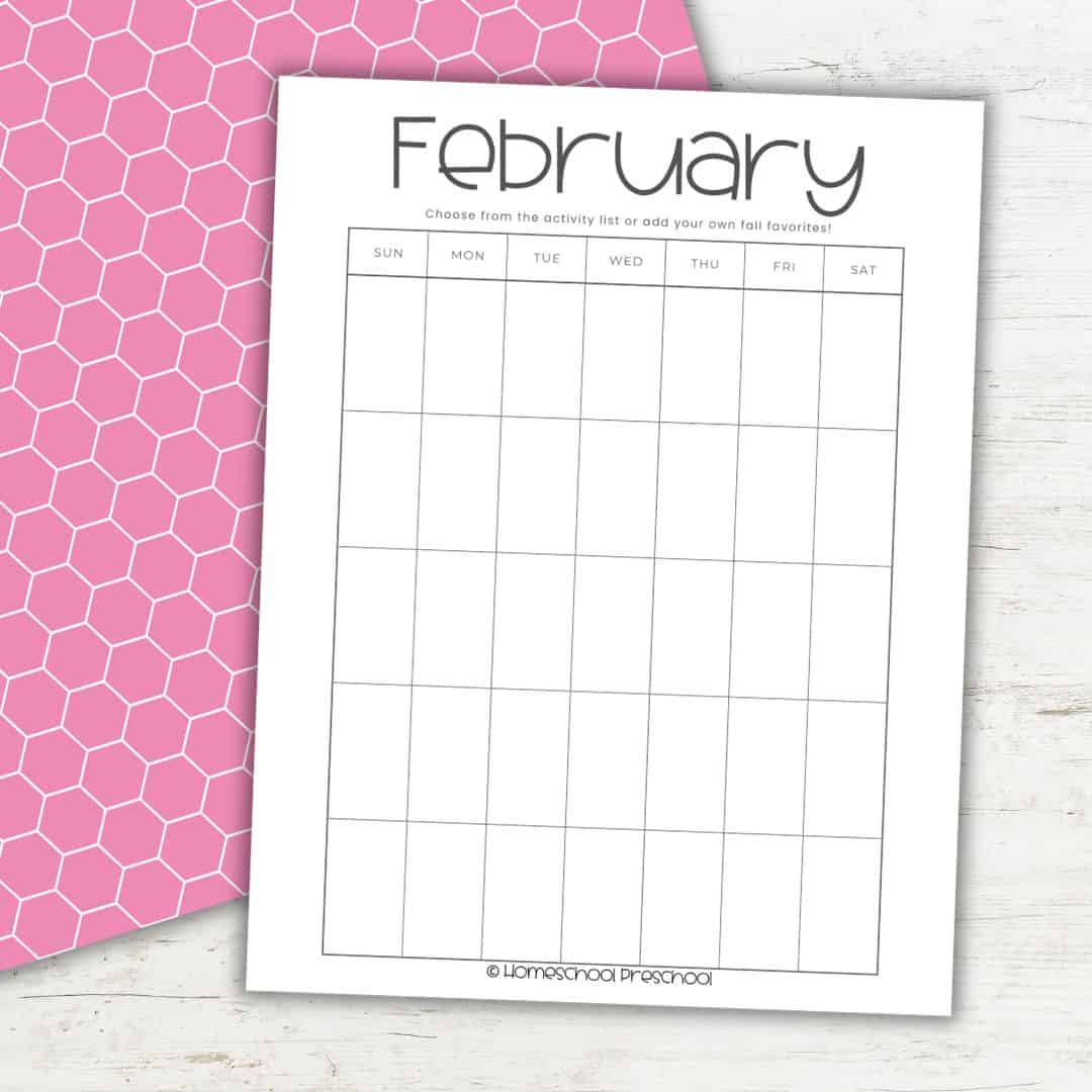 Preschool February Activities Calendar for Busy Parents