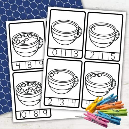 Hot Chocolate Preschool Counting Activity: Free Count Clip Cards
