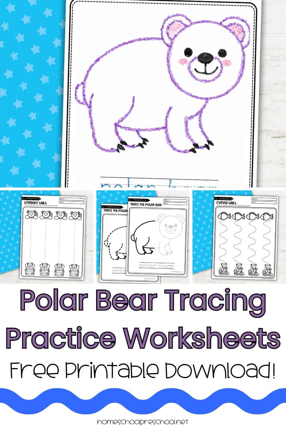 Polar Bear Tracing Pages for Preschool (Free Printable)