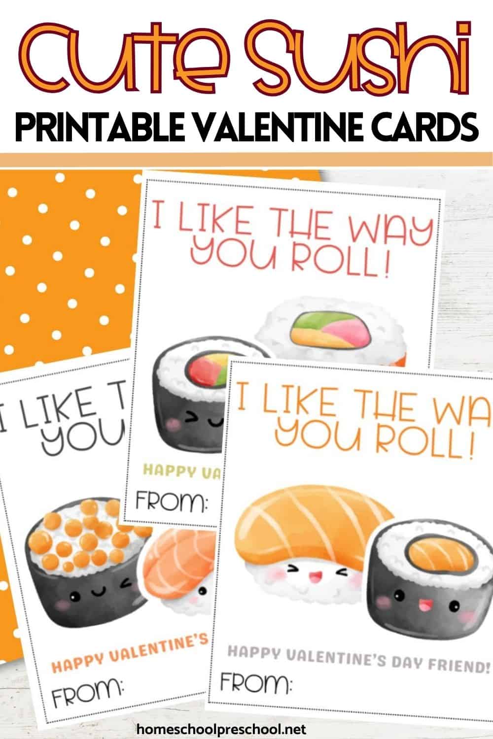 Sushi Preschool Valentine Cards to Print and Cut