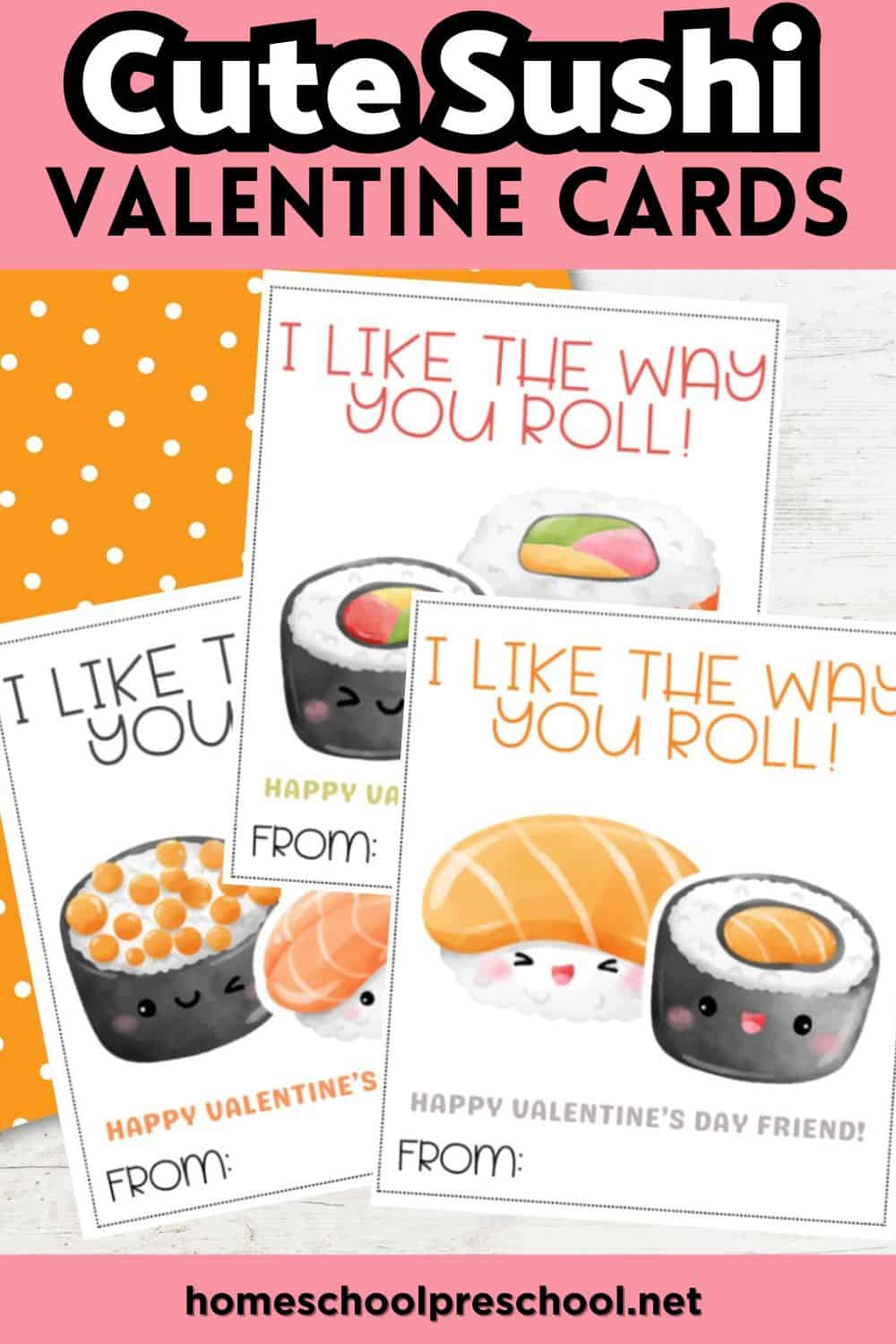 Sushi Preschool Valentine Cards to Print and Cut