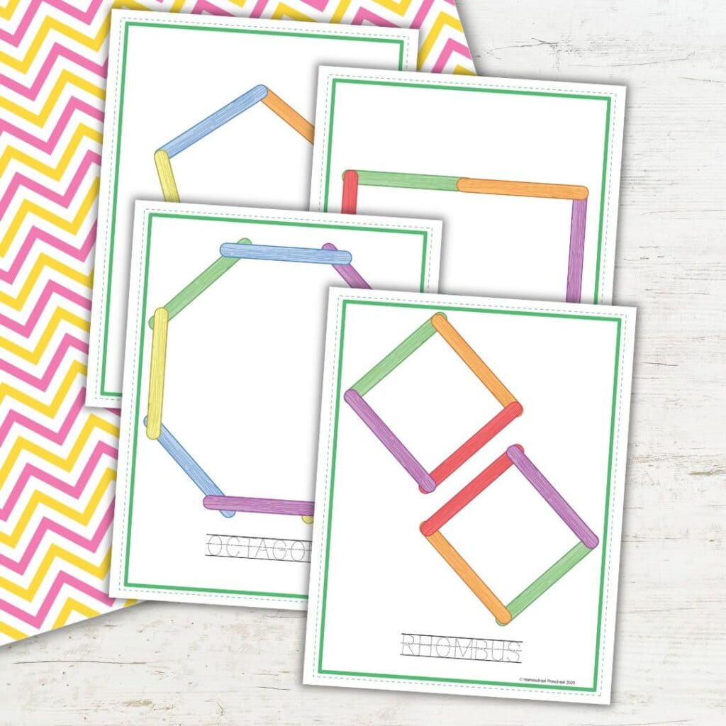 Popsicle Stick Shapes Worksheets - Homeschool Preschool