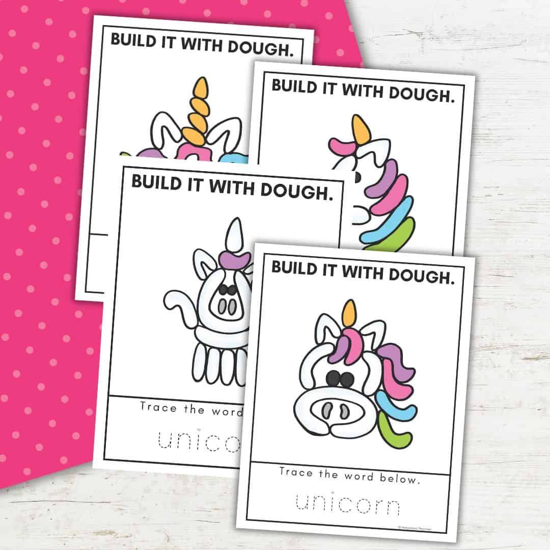 Unicorn Playdough Mats - Homeschool Preschool