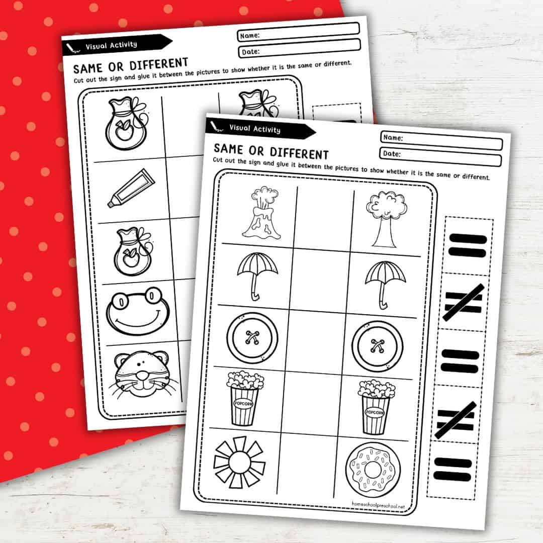 Same and Different Preschool Worksheets - Homeschool Preschool