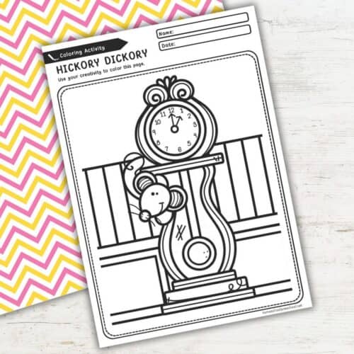 Hickory Dickory Dock Coloring Pages for Preschool