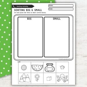 Big and Small Sorting Worksheets for Preschool
