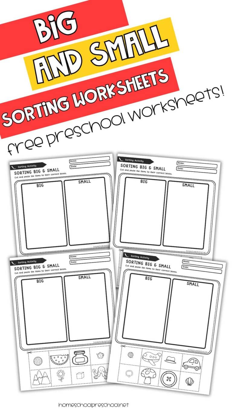 Big and Small Sorting Worksheets for Preschool