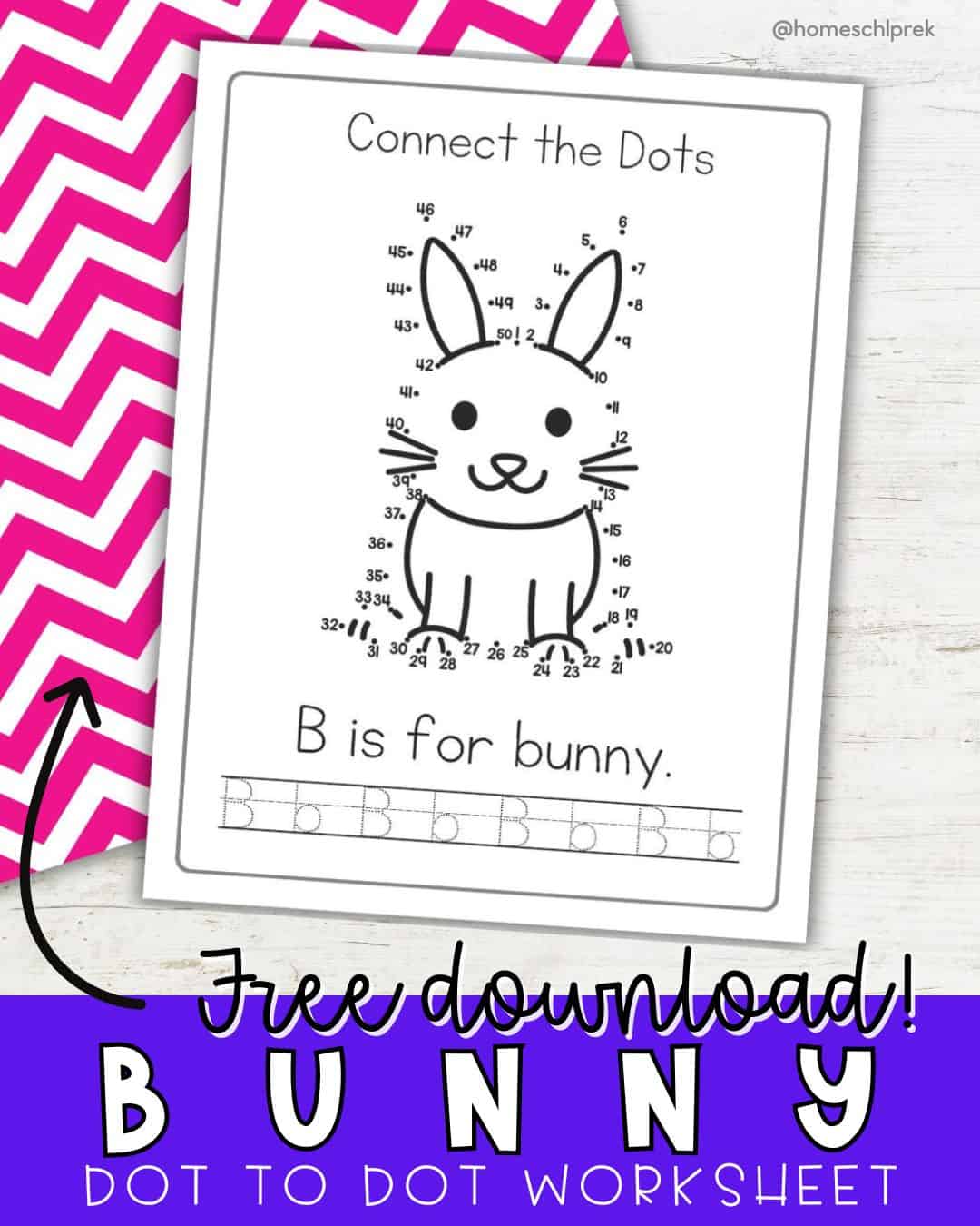 Free Easter Bunny Dot to Dot Printable (1-50)