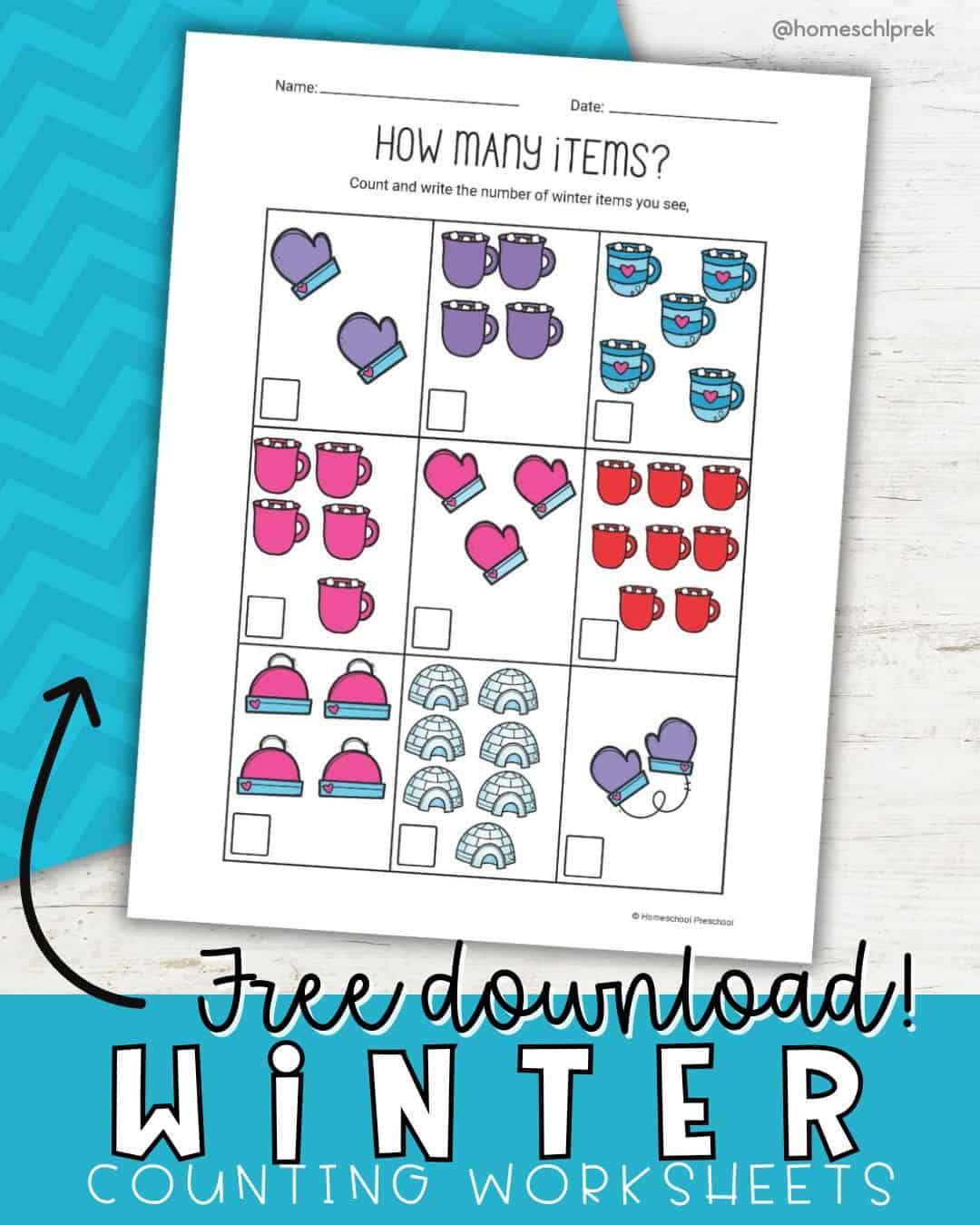 Winter Counting Worksheets for Preschool