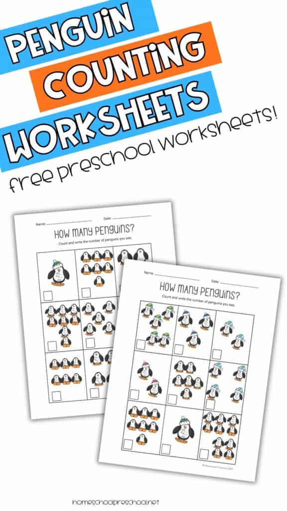 Penguin Counting Worksheets for Preschoolers