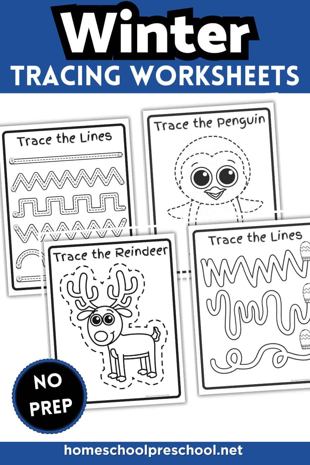 Winter Tracing Worksheets for Preschool