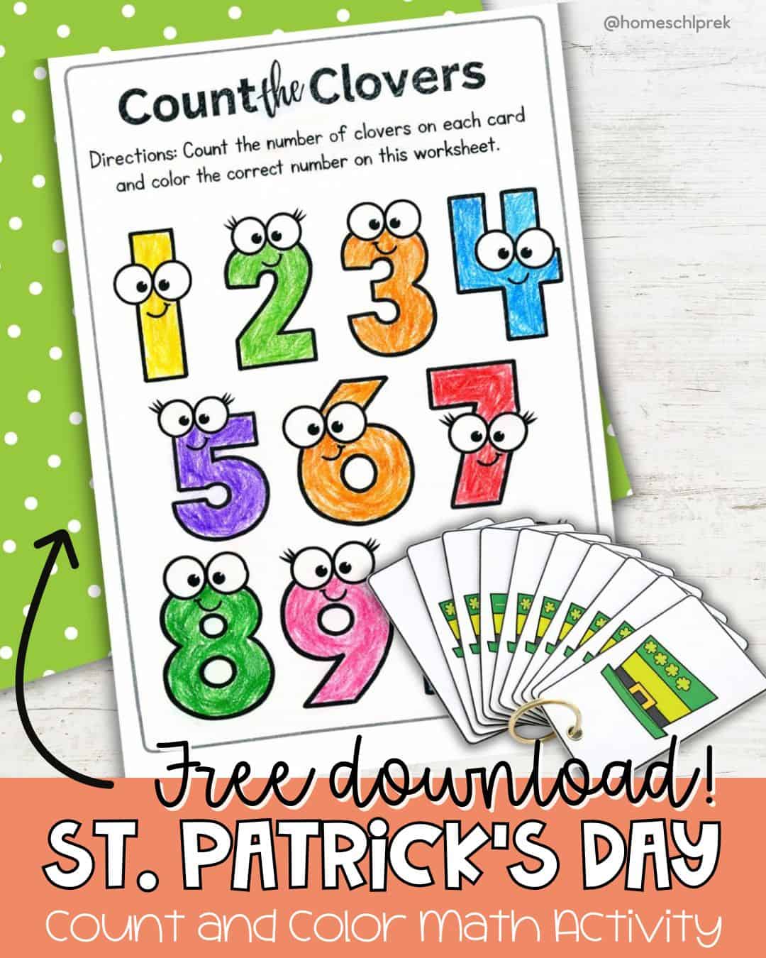 Shamrock Count and Color Activity for Preschool (1–10 Math)
