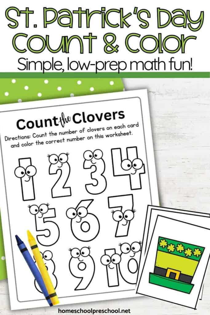 Shamrock Count and Color Activity for Preschool (1–10 Math)
