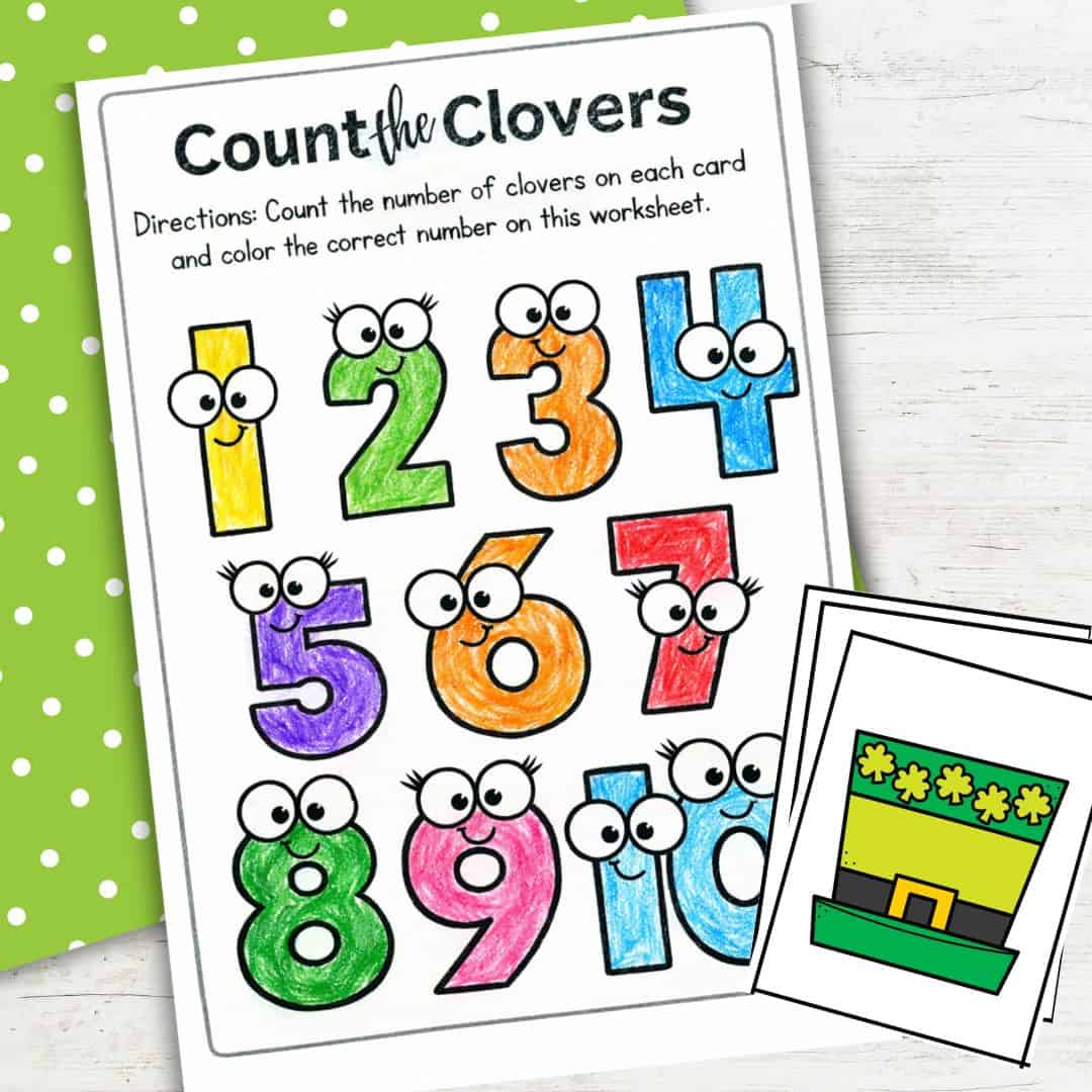 Shamrock Count and Color Activity for Preschool (1–10 Math)