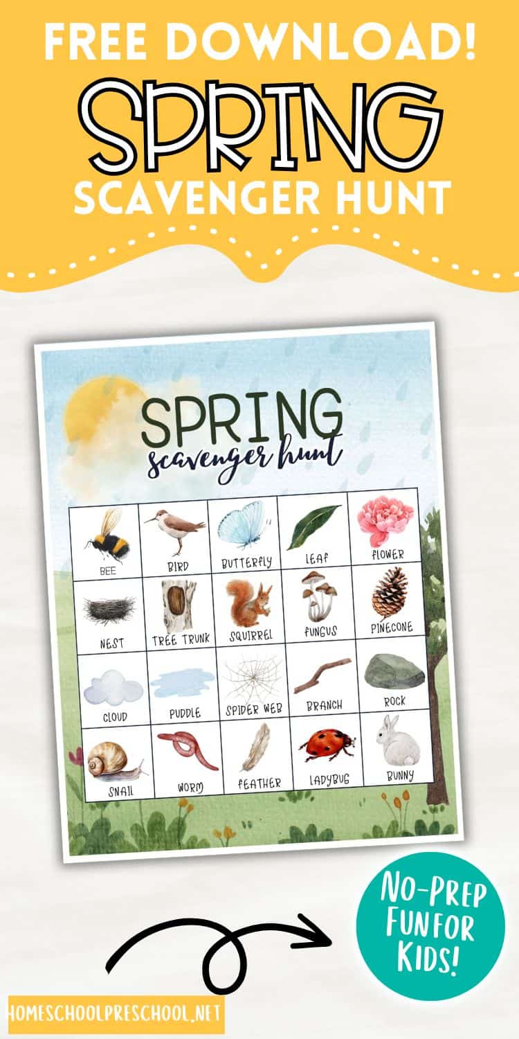 Free Printable Spring Scavenger Hunt for Preschoolers