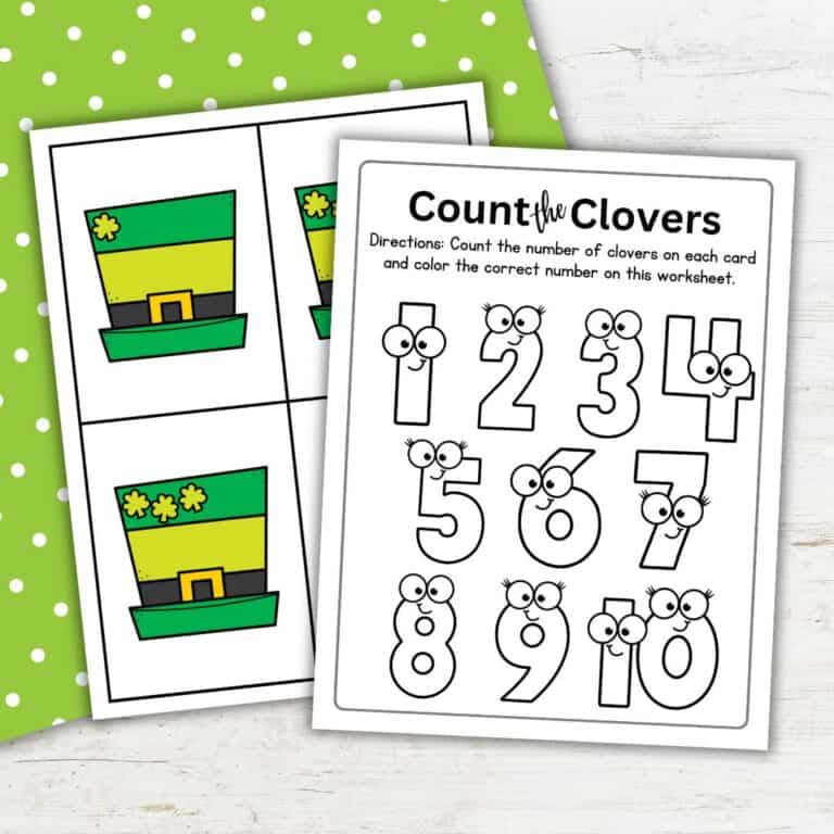 Shamrock Count and Color Activity for Preschool (1–10 Math)