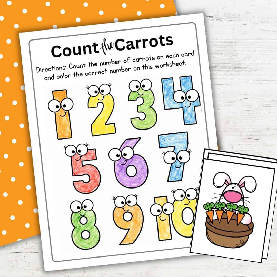 Carrot Count and Color Activity for Preschool