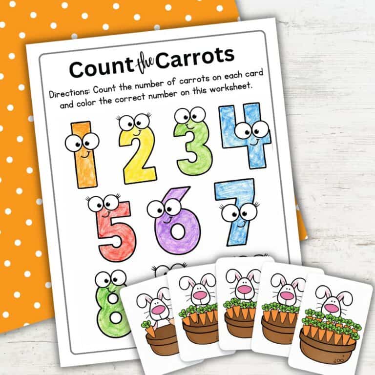 Carrot Count and Color Activity for Preschool